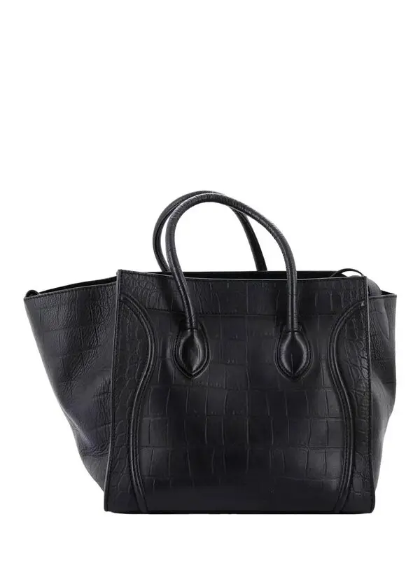 Celine Phantom Medium Tote Bag Crocodile Embossed Leather - Black