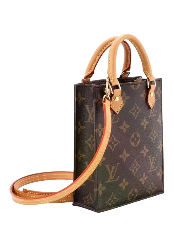 LOUIS VUITTON Petit Sac Plat Monogram Canvas Crossbody Bag - Brown