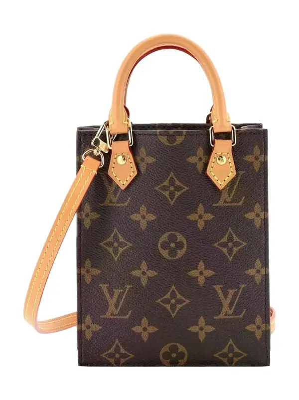 LOUIS VUITTON Petit Sac Plat Monogram Canvas Crossbody Bag - Brown