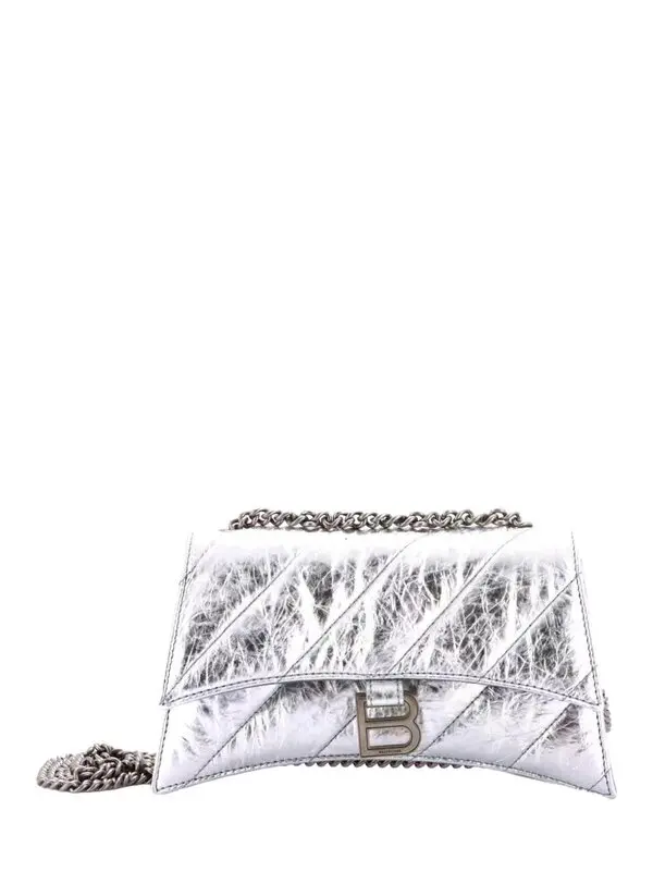 Balenciaga Crush Chain Flap Bag Quilted Crushed Calfskin Small - Metallic