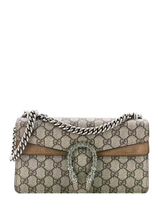 Gucci Dionysus Small Shoulder Bag Gg Coated Canvas With Crystal Embellishment - Brown