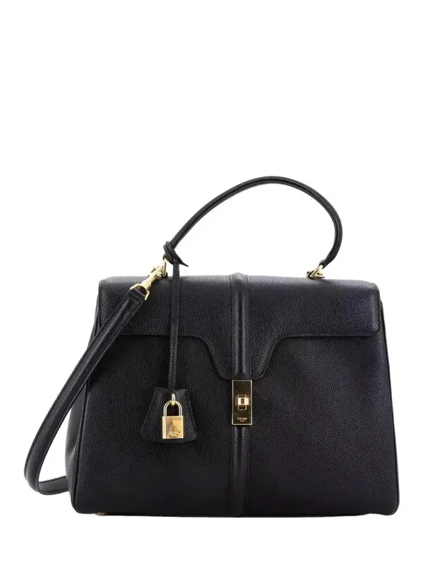 Celine 16 Top Handle Medium Shoulder Bag - Black