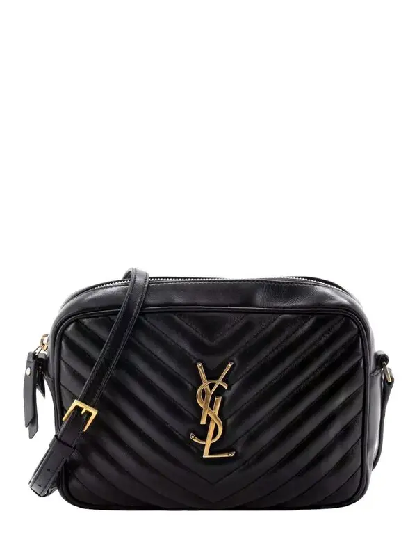 Saint Laurent Lou Camera Bag Matelasse Chevron Leather Small - Black