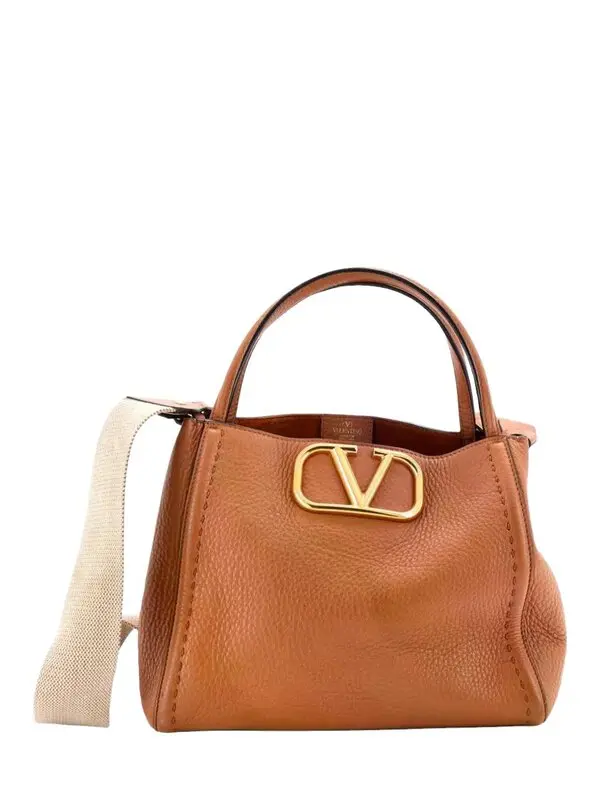 Valentino Garavani Alltime Leather Medium Tote Bag - Brown
