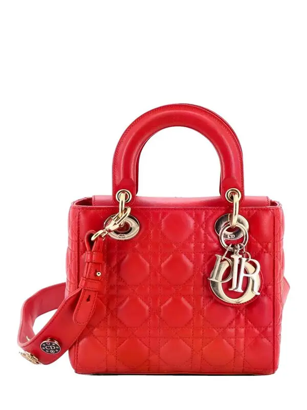 Dior My Lady Cannage Quilt Lambskin Satchel - Red
