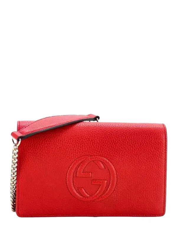 Gucci Soho Wallet On Chain Leather Crossbody Bag - Red