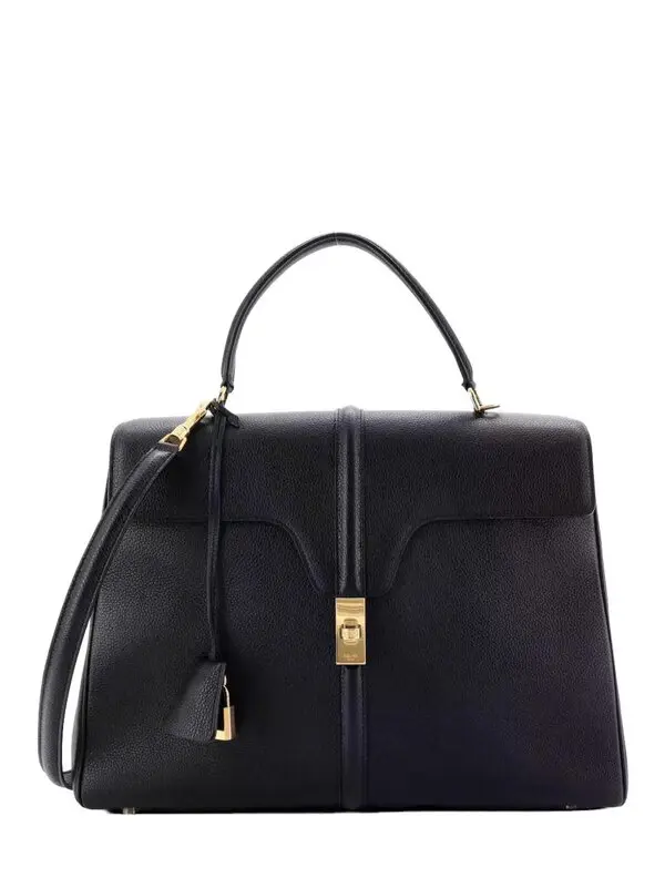 Celine 16 Top Handle Bag Grained Calfskin Medium - Black