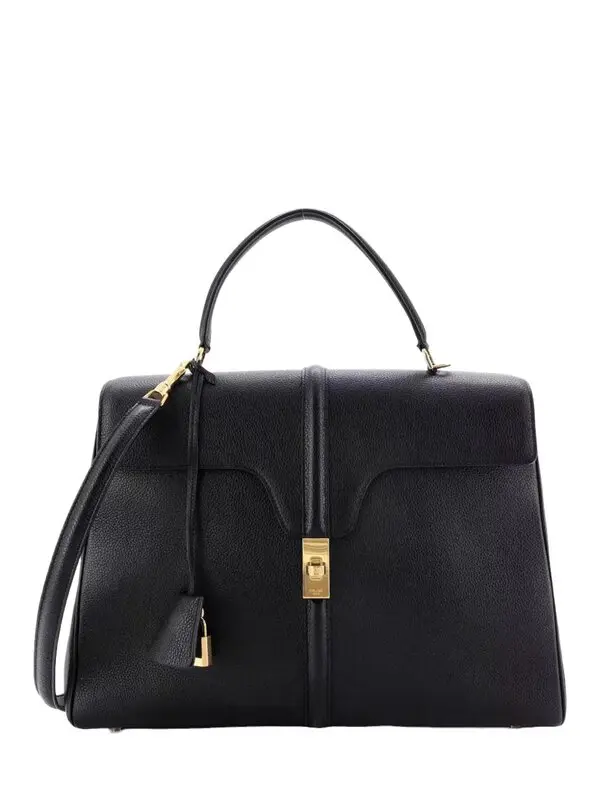 Celine 16 Top Handle Bag Grained Calfskin Medium - Black