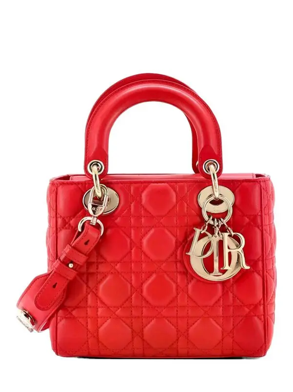 Dior My Abcdior Lady Bag Cannage Quilt Lambskin - Red