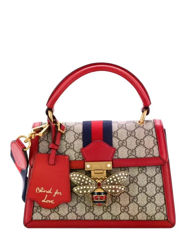 Gucci Queen Margaret Top Handle Gg Coated Canvas Small Satchel - Red