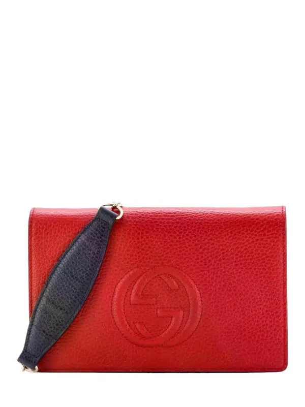 Gucci Soho Wallet On Chain Leather Crossbody Bag - Red