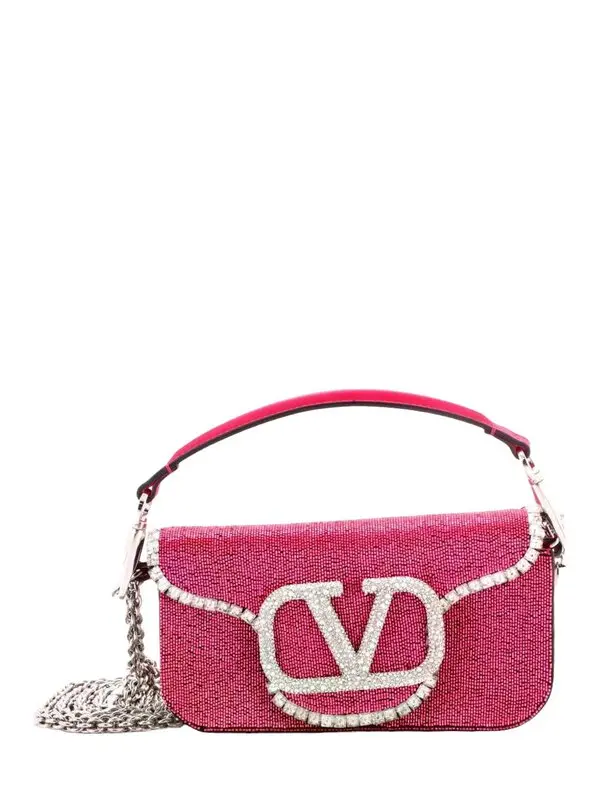 Valentino Garavani Vlogo Loco Flap Embellished Shoulder Bag - Pink