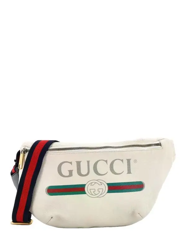 Gucci Logo Printed Leather Belt Bag - Neutrals