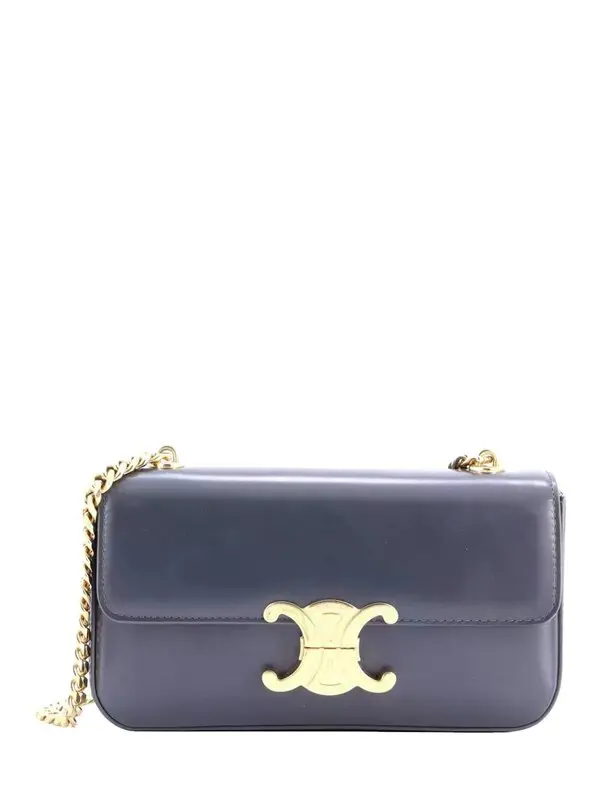 Celine Triomphe Chain Leather Small Shoulder Bag - Grey