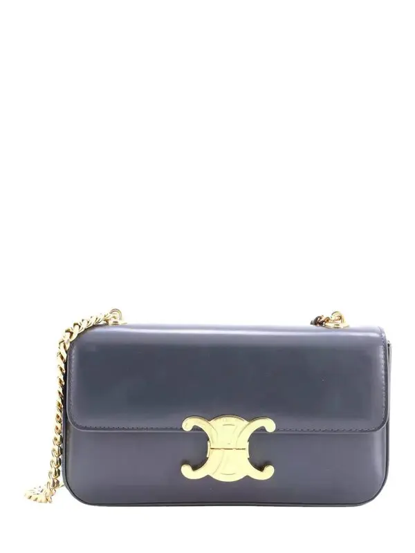 Celine Triomphe Chain Leather Small Shoulder Bag - Grey