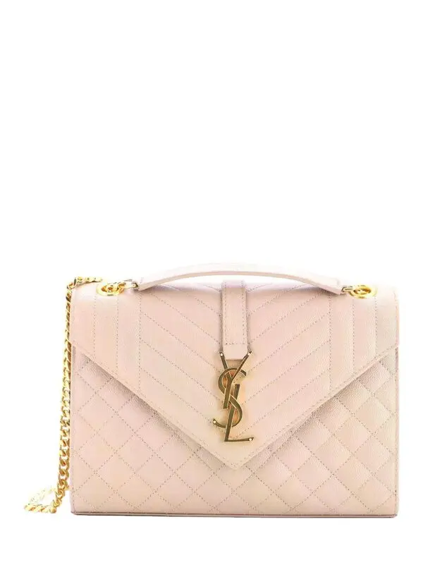 Saint Laurent Monogram Envelope Satchel - Neutrals