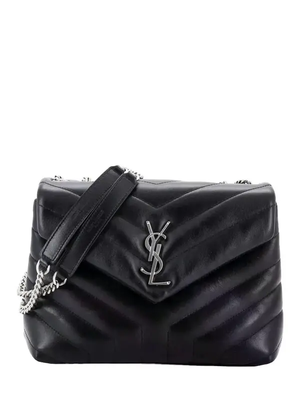 Saint Laurent Loulou Matelasse Chevron Small Shoulder Bag - Black