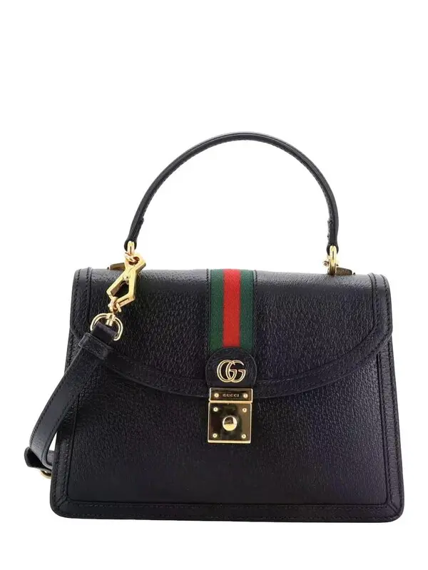 Gucci Ophidia Flap Top Handle Small Satchel - Black