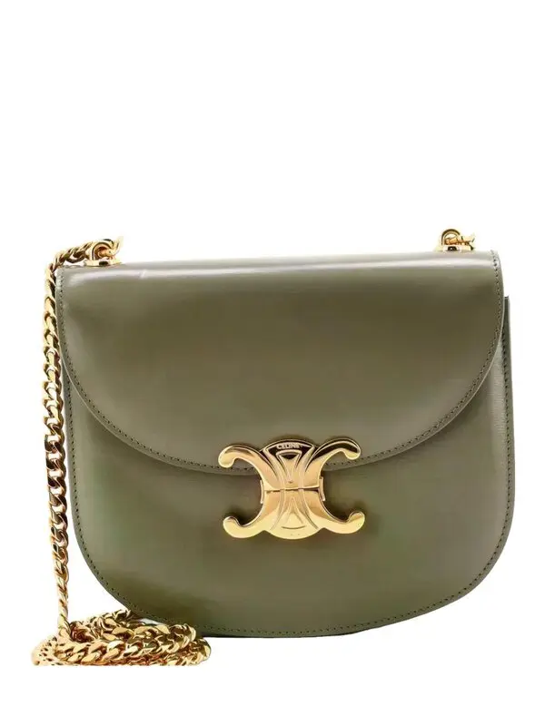 Celine Triomphe Besace Clea Chain Flap Bag - Green