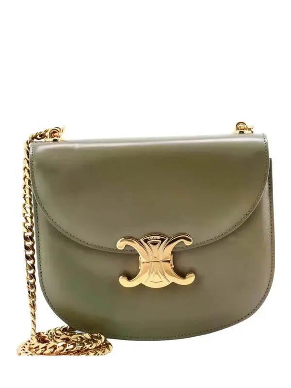 Celine Triomphe Besace Clea Chain Flap Bag - Green
