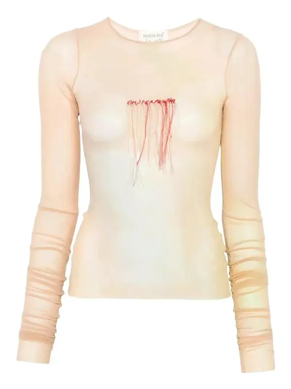 Patrizia Pepe Ruched Sleeve Top - Neutrals