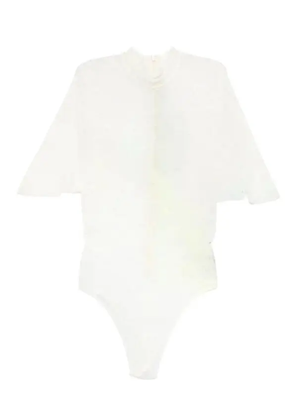 David Koma Floral-lace Cape-sleeve Bodysuit - White