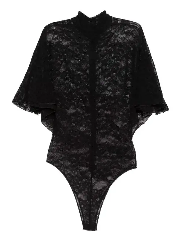David Koma Lace Cape-sleeve Bodysuit - Black