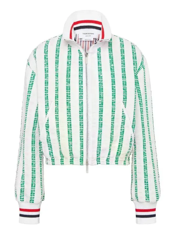 Thom Browne Repp Stripe Tweed Blouson Jacket - White