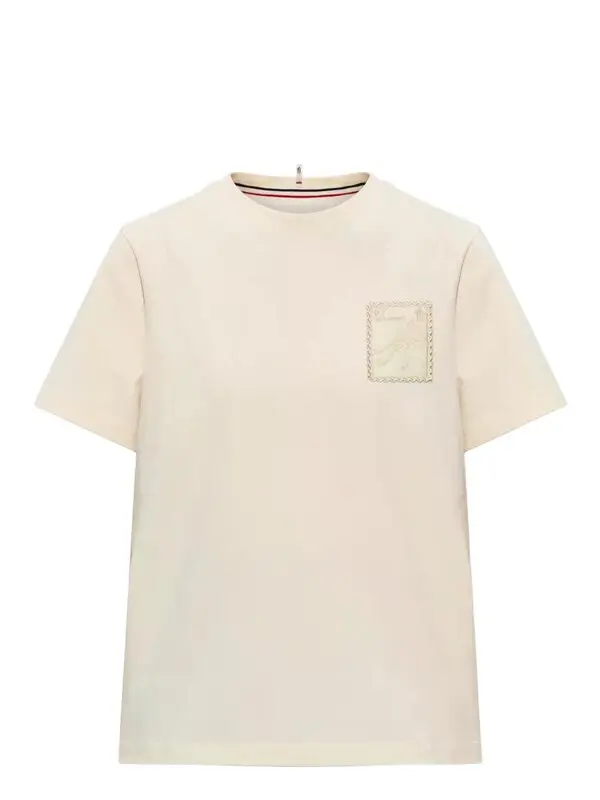 Moncler Embroidered-patch T-shirt - Neutrals