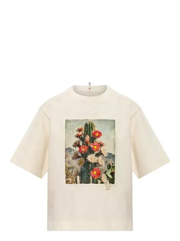 Moncler Cactus-print T-shirt - Neutrals