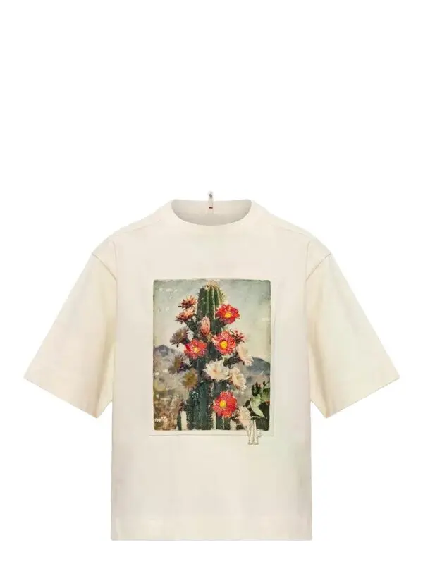 Moncler Cactus-print T-shirt - Neutrals