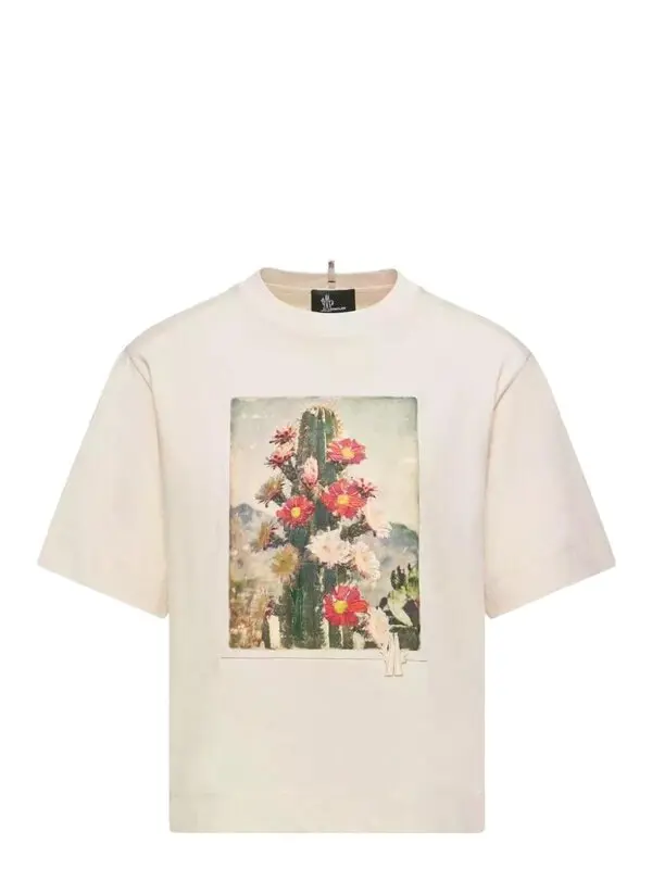 Moncler Cactus-print T-shirt - Neutrals