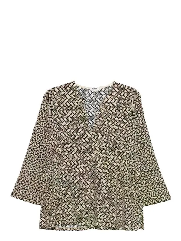 SIYU Geometric-pattern V-neck Blouse - Neutrals