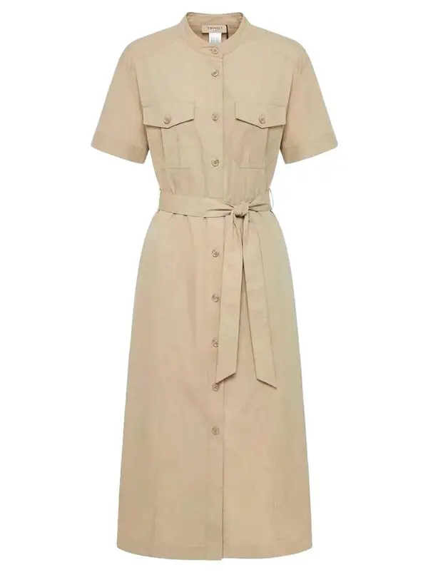 TWINSET Belted Button-down Shirt Dress - Neutrals