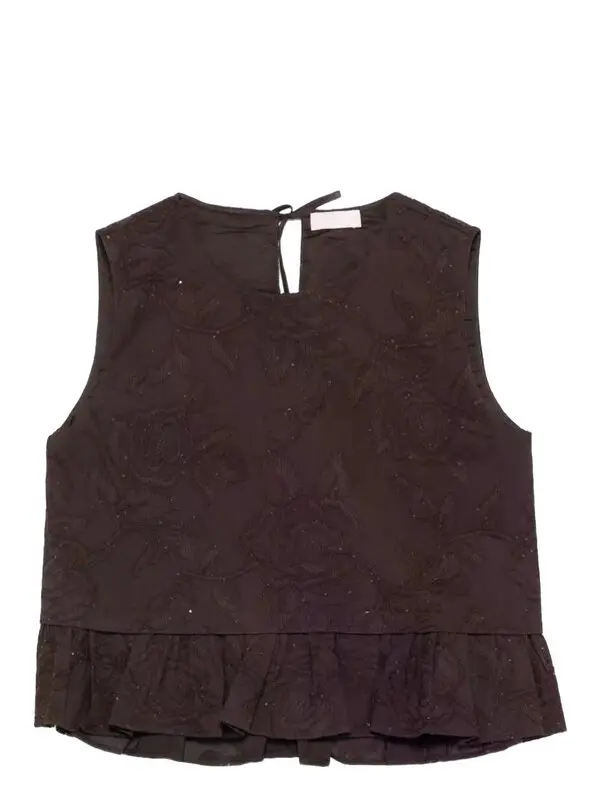 Liu Jo Sequin-embellished Embroidered Top - Brown