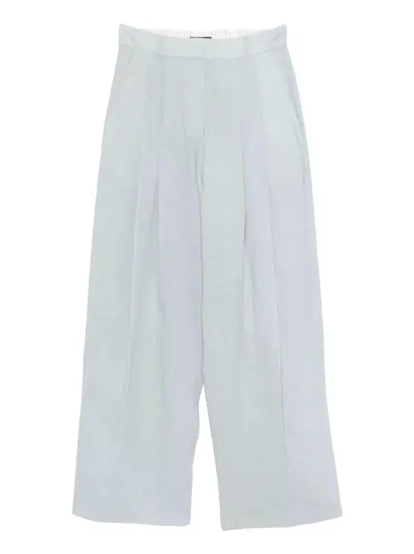 ELEH Pleated Wide-leg Trousers - Blue