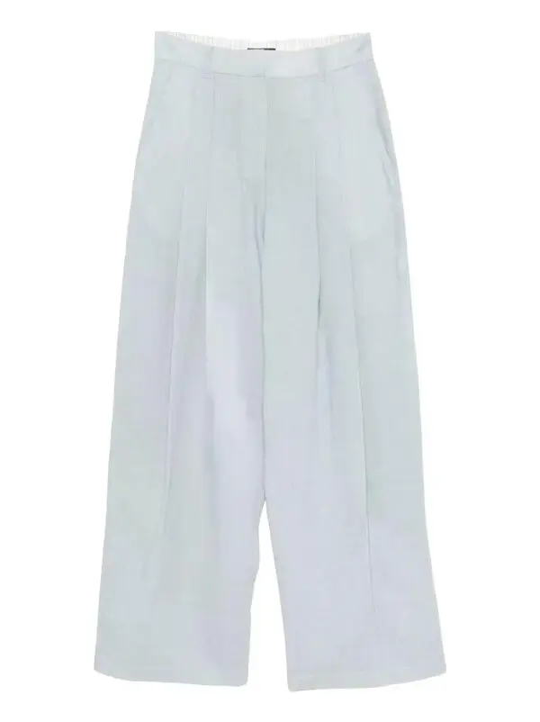 ELEH Pleated Wide-leg Trousers - Blue