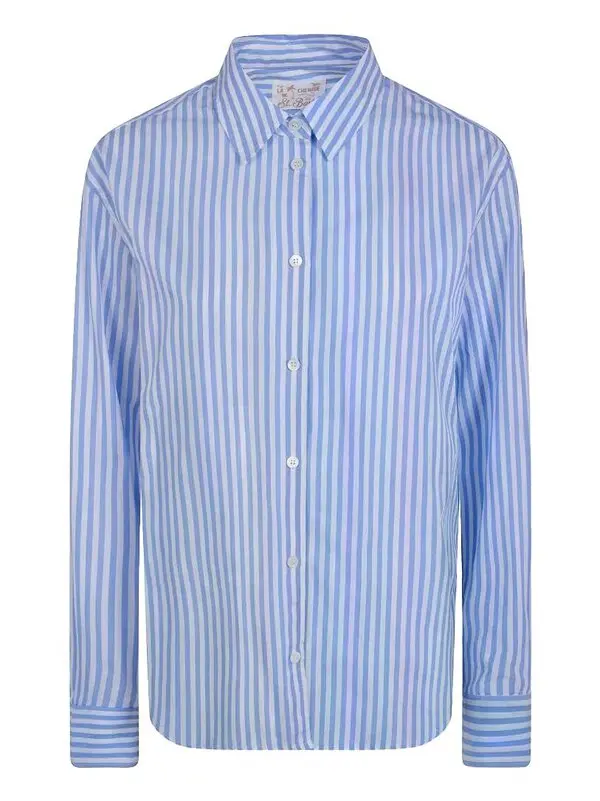 MC2 SAINT BARTH Vertical-stripe Logo-embroidered Shirt - Blue