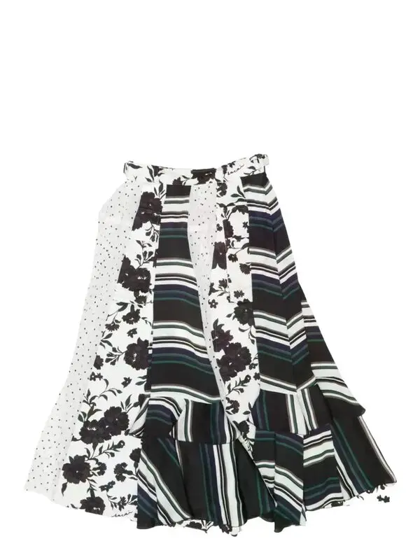 Sacai Patchwork Floral-print Skirt - White