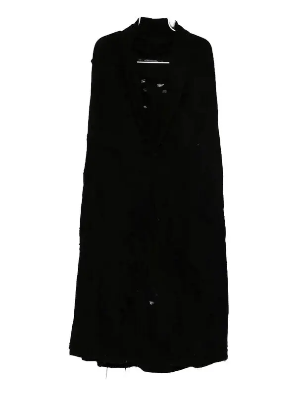 JULIUS Distressed Sleeveless Coat - Black
