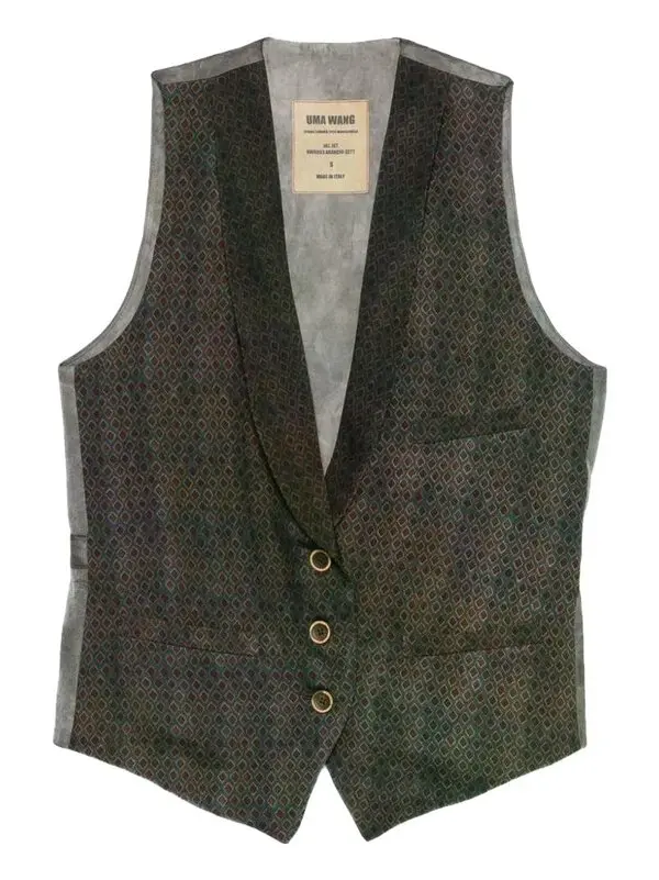 UMA WANG Jill Geometric-pattern Waistcoat - Brown
