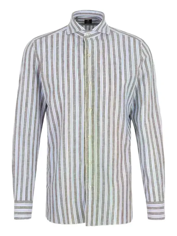 LUIGI BORRELLI Striped-pattern Shirt - Brown