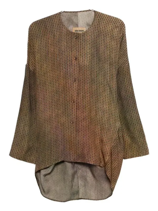 UMA WANG Tate Geometric-pattern Shirt - Brown