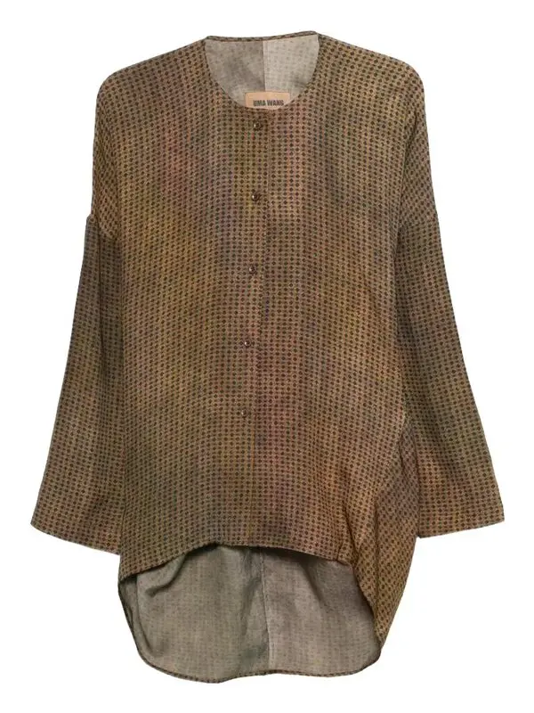 UMA WANG Tate Geometric-pattern Shirt - Brown