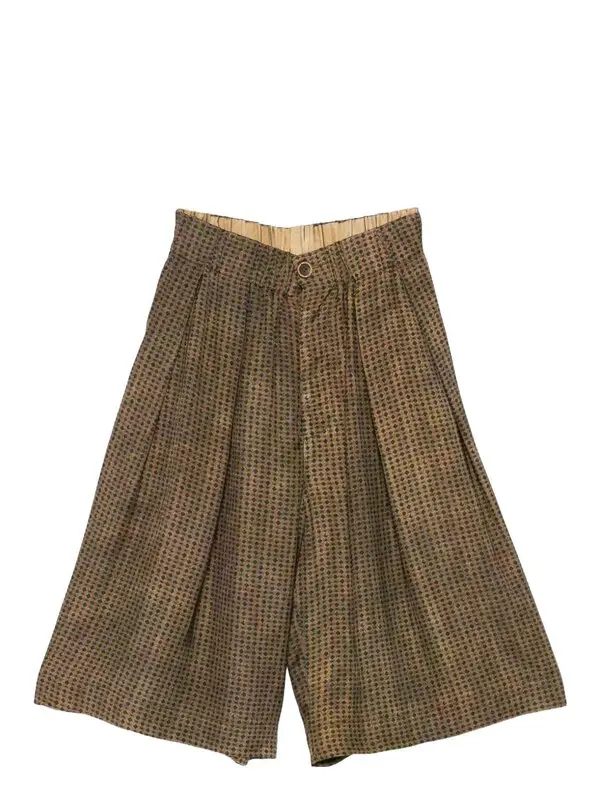 UMA WANG Geometric-pattern Trousers - Brown