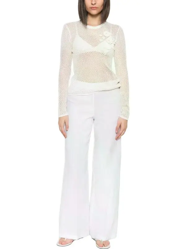 120% Lino Wide-leg Trousers - White