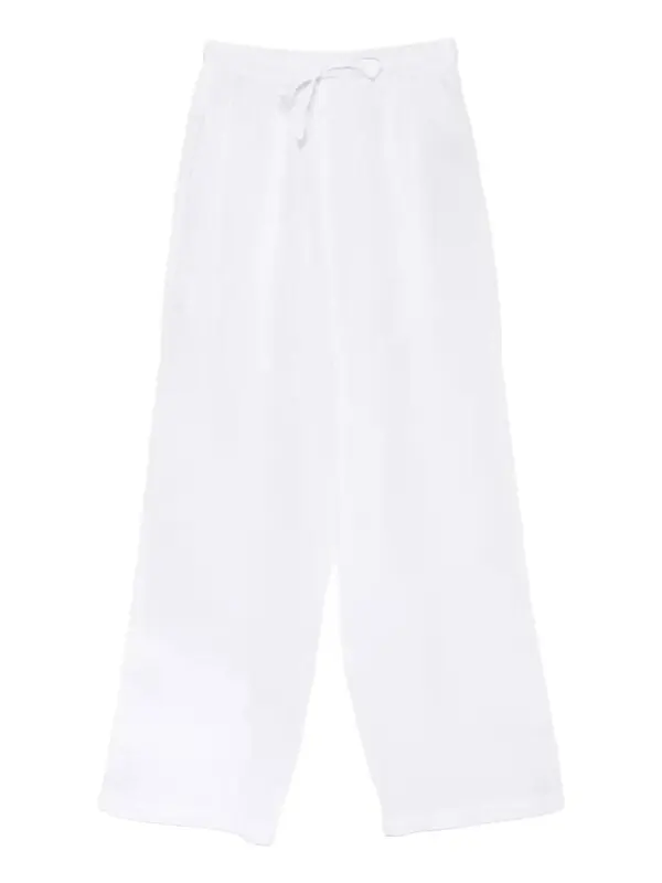 120% Lino Drawstring Wide-leg Trousers - White