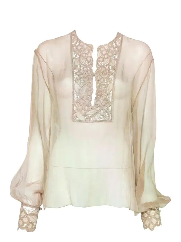 Ermanno Scervino Lace-trimmed Blouse - Neutrals