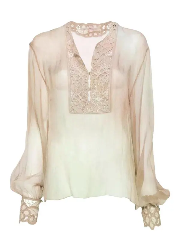 Ermanno Scervino Lace-trimmed Blouse - Neutrals