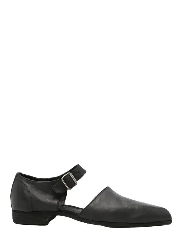 Guidi Buckle-strap Cut-out Ballet Flats - Black